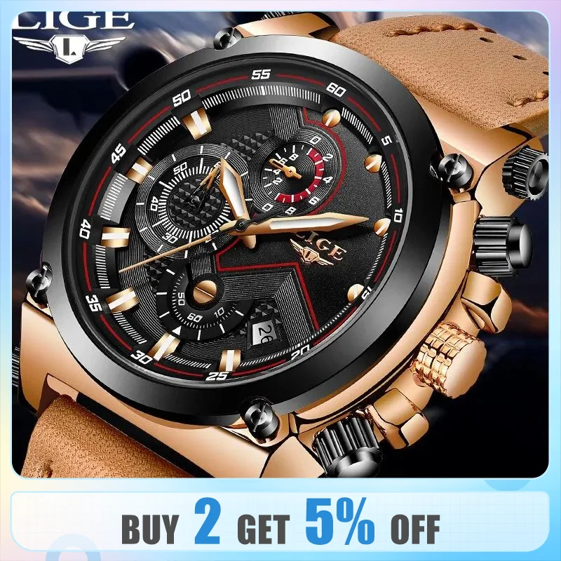 LIGE-Top-Brand-Luxury-Leather-Watch-Men-Casual-Sports-Military-Quartz ...