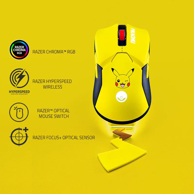 Pikachu Pokemon Bluetooth Wireless Mouse Usb Rechargeable Rgb Mouse ...