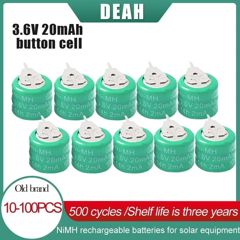 10-100PCS-New-3-6V-20mAh-Ni-MH-Rechargeable-Button-Cell-With-Solder ...