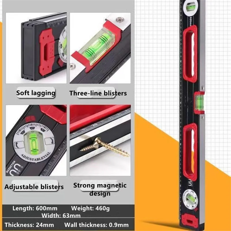 Magnetic Horizontal Ruler Spirit Level Ruler Adjustable Balance Bubbles ...