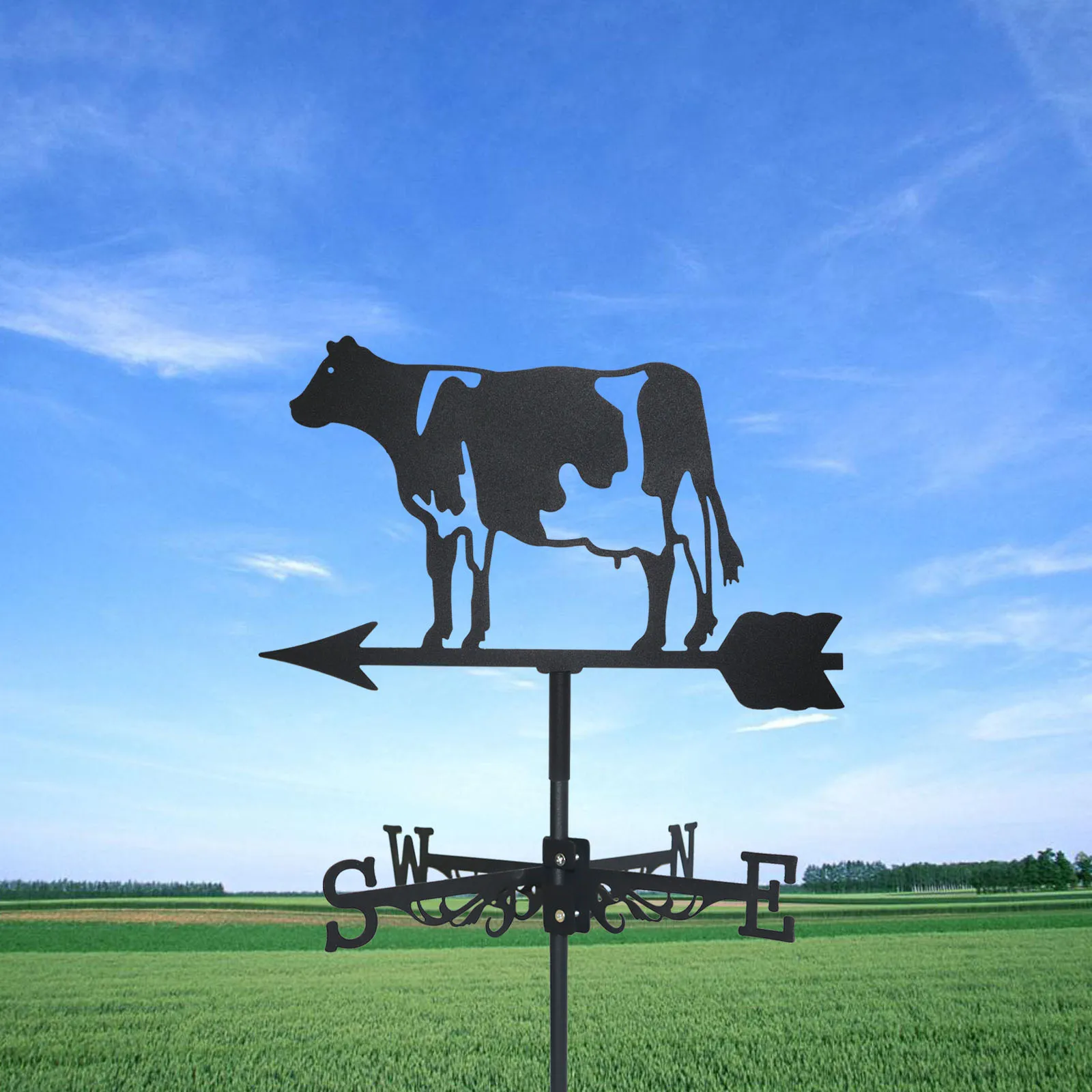 Cow-Weathervane-Silhouette-Art-Black-Metal-Farm-Wind-Vanes-Outdoors ...