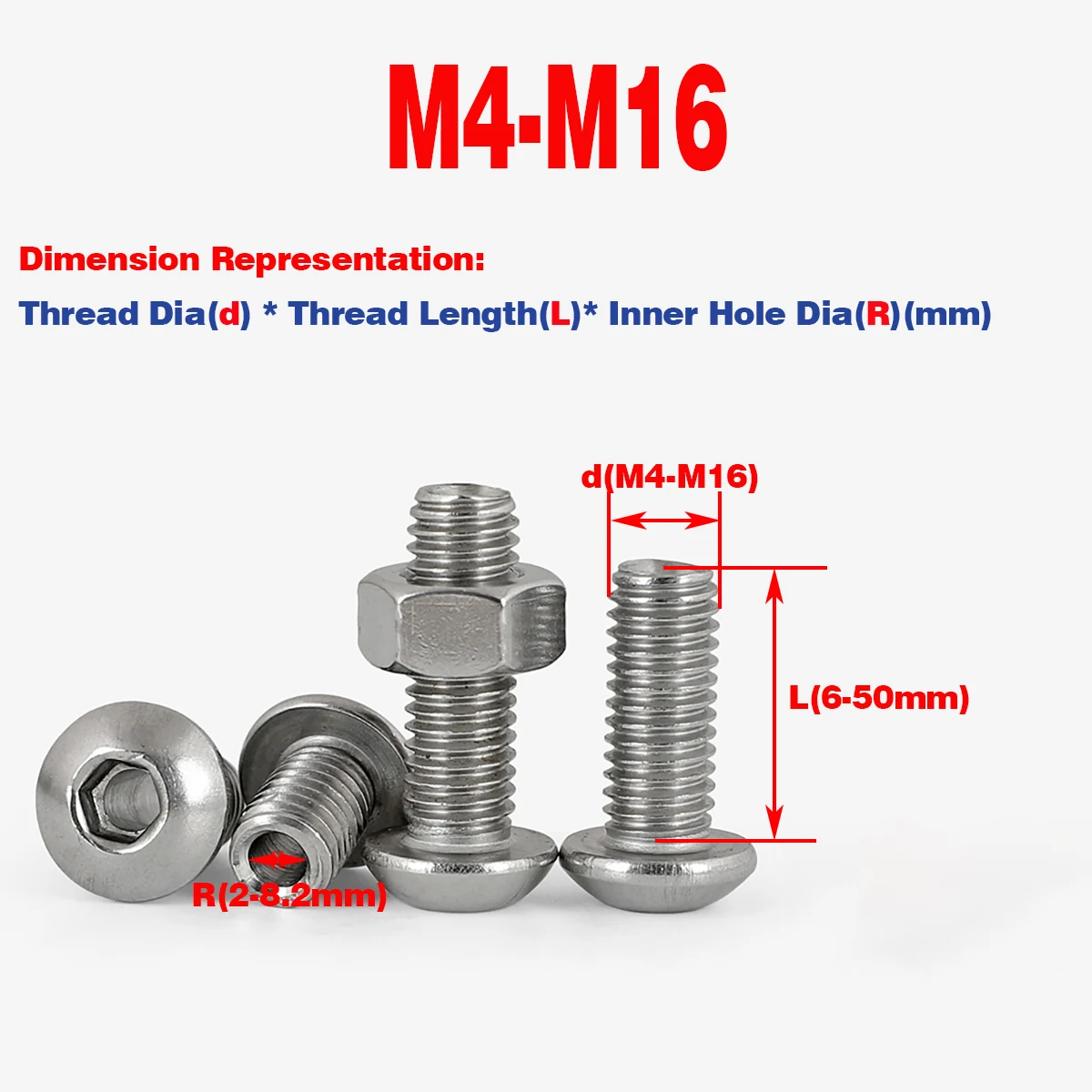 304-Stainless-Steel-Pan-Head-Hexagonal-Hollow-Screw-Mask-Machine-Bolt ...
