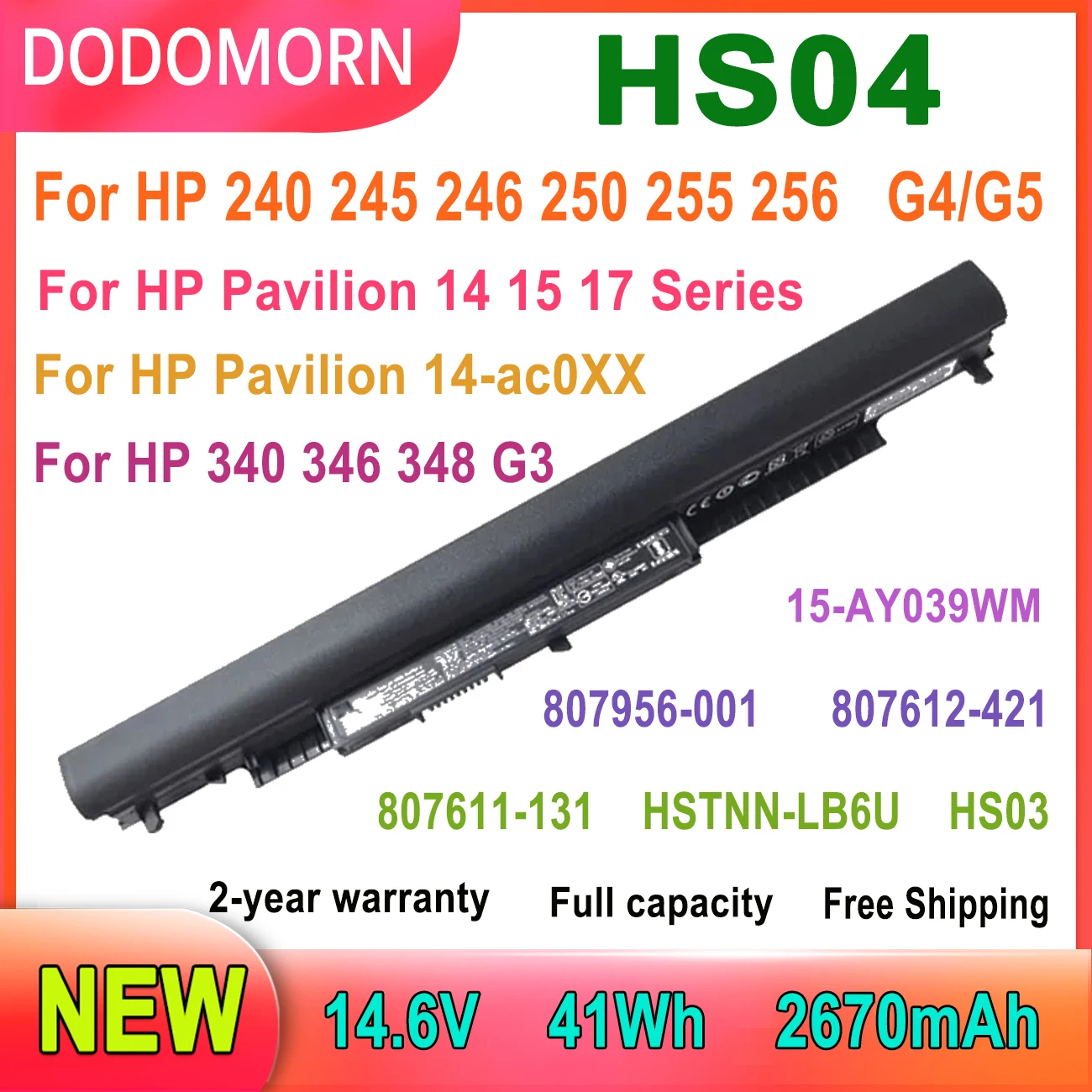 DODOMORN-HS04-HS03-Laptop-Battery-For-HP-Pavilion-14-15-17-Series-240 ...