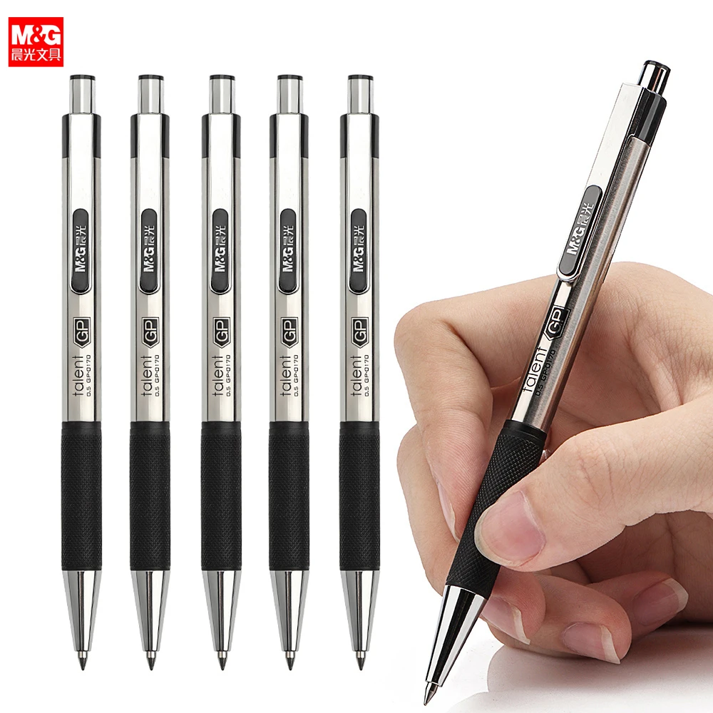 M-G-Retractable-Stainless-Steel-Ballpoint-Gel-Pens-0-5mm-Fine-Point ...