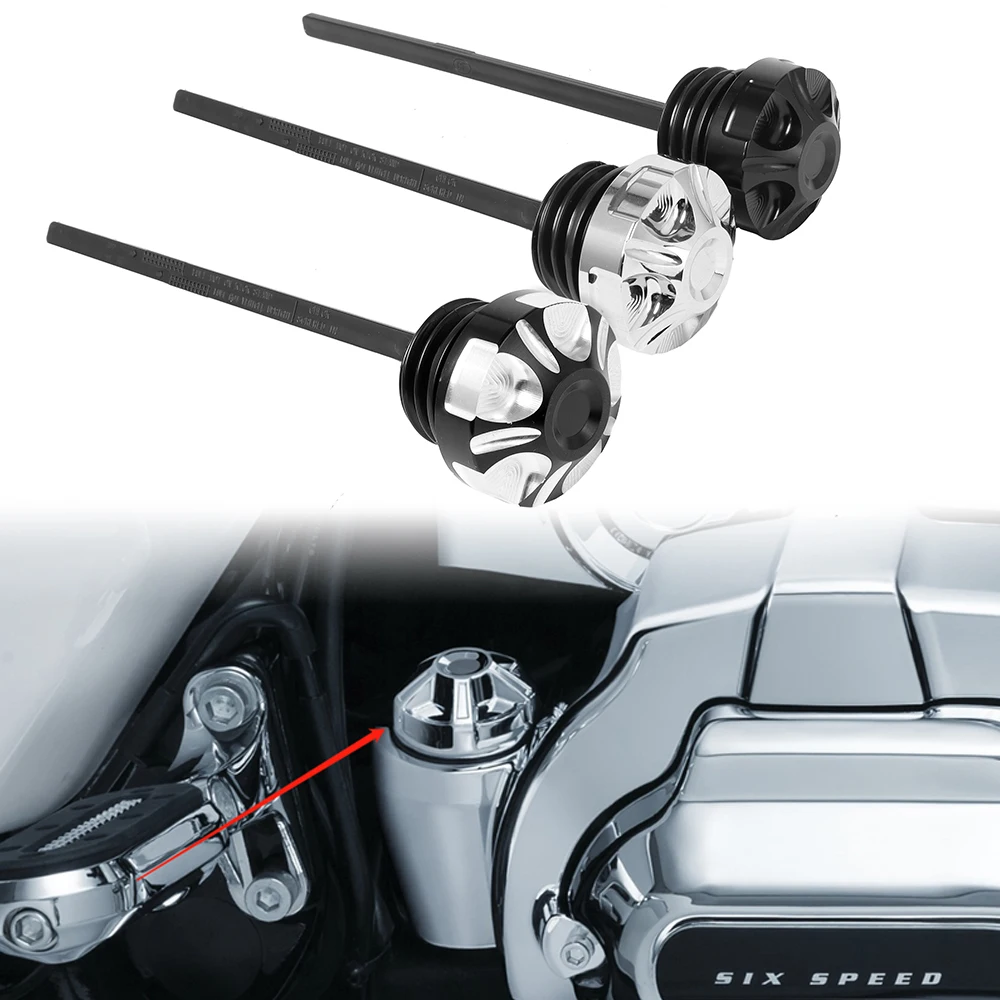 Black-Chrome-Motorcycle-Engine-Precision-Oil-Dipstick-Plug-For-Harley ...