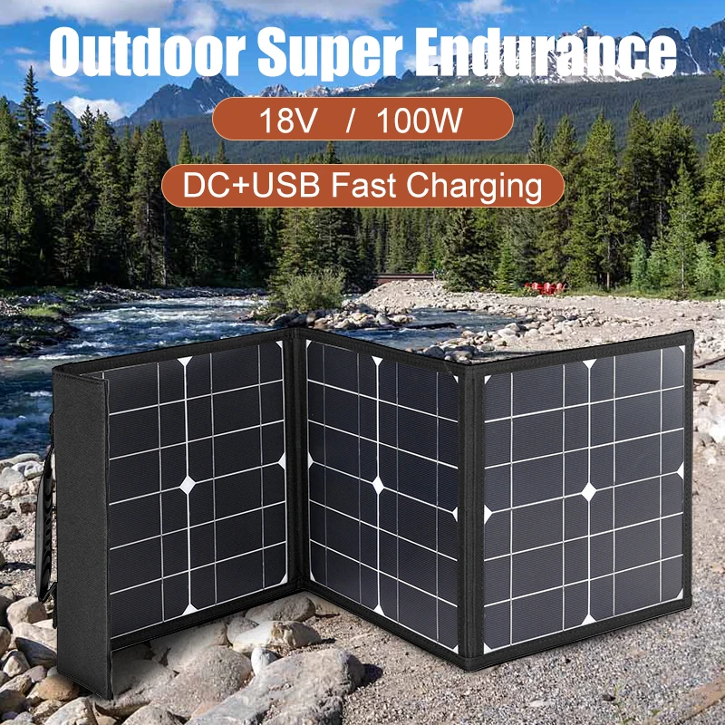 100W-18V-Foldable-Solar-Panel-Portable-Solar-Battery-Charger-Power-Bank ...