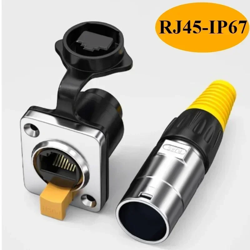 RJ45 waterproof connector plug,D type panel mount socket ip65 Ethernet ...