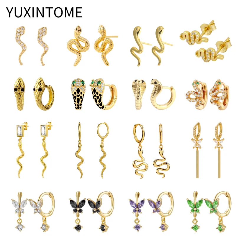 925-argento-ago-farfalla-ape-serpente-orecchini-a-cerchio-animale-ciondolo-in-cristallo ...