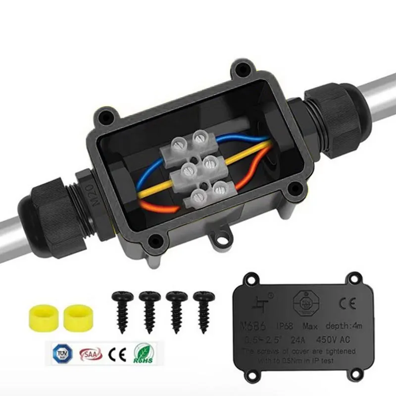 Outdoor-Garden-Light-Junction-Box-Waterproof-IP66-2-way-Mini-Cable ...