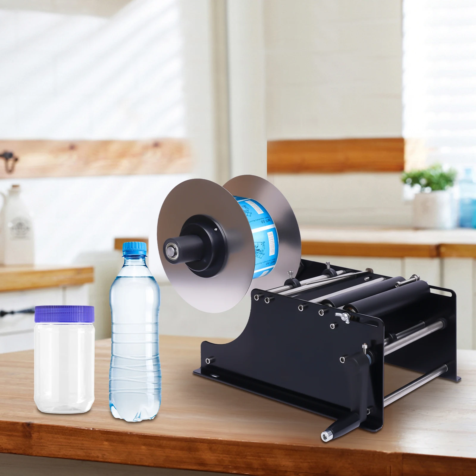 MT-30 Labeling Machine Manual Semi-automatic Round Bottle Sticker Label ...