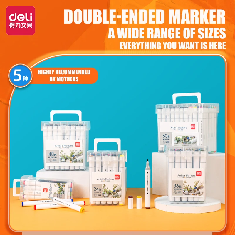 Deli Markers Triangular Barrel 12-60 Colours Art Supplies Double Tip ...