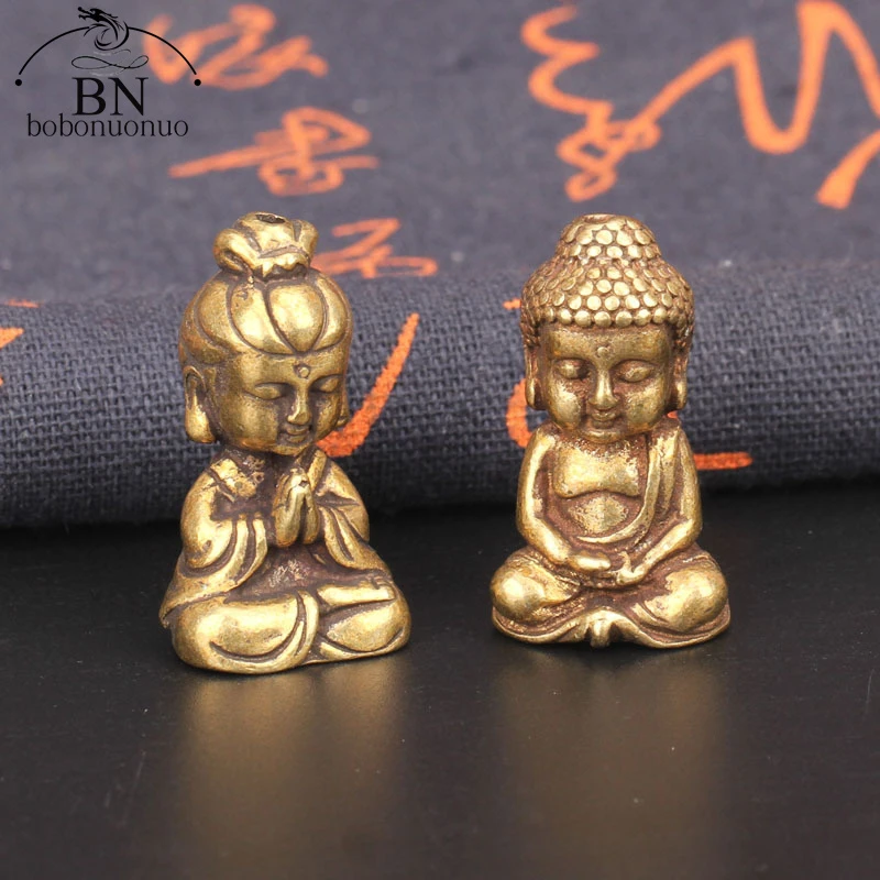 Mini Solid Brass Guan Yin Buddha Small Ornaments Vintage Copper Buddha ...