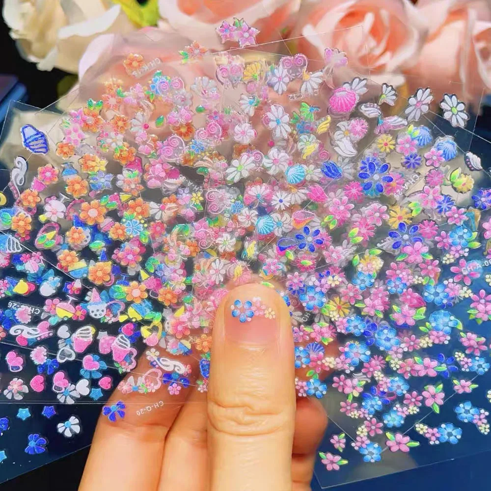 3D-Colorful-Flowers-Nail-Stickers-Summer-Small-Flower-Nail-Art-Self ...