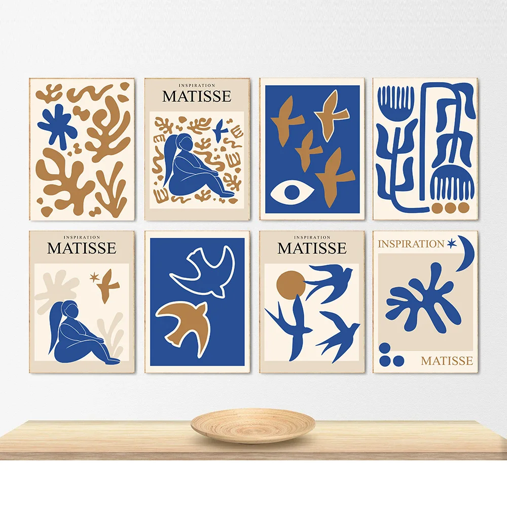 Matisse-Inspired-Abstract-Birds-and-Eye-Blue-Orange-Cutout-Floral ...