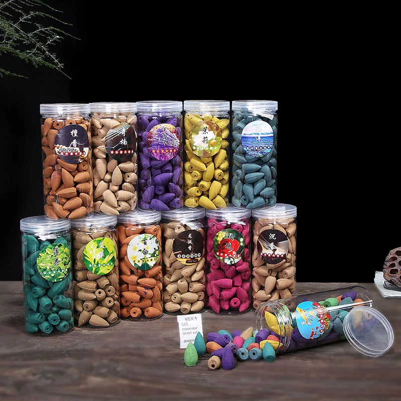 With-Plastic-Box-Mixed-Backflow-Incense-Cones-Sandalwood-Jasmine-Rose ...