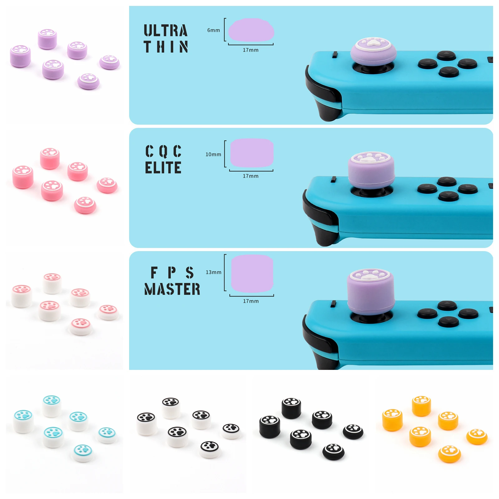 6pcs-CQC-FPS-Cute-Cat-Claw-Thumbstick-Grips-Button-Cover-for-Nintendo ...