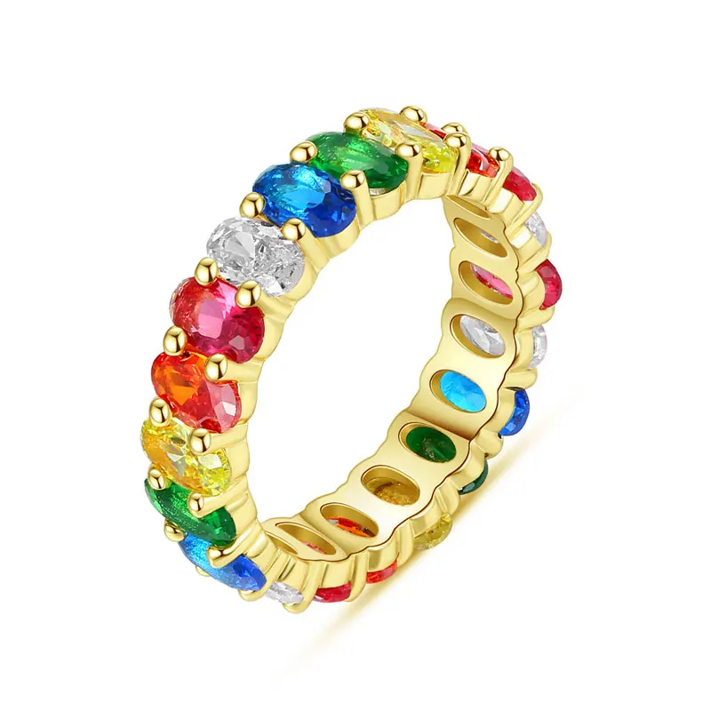 Multicolor-CZ-Colorful-Zircon-Ring-For-Women-Oval-Crystal-Dainty ...
