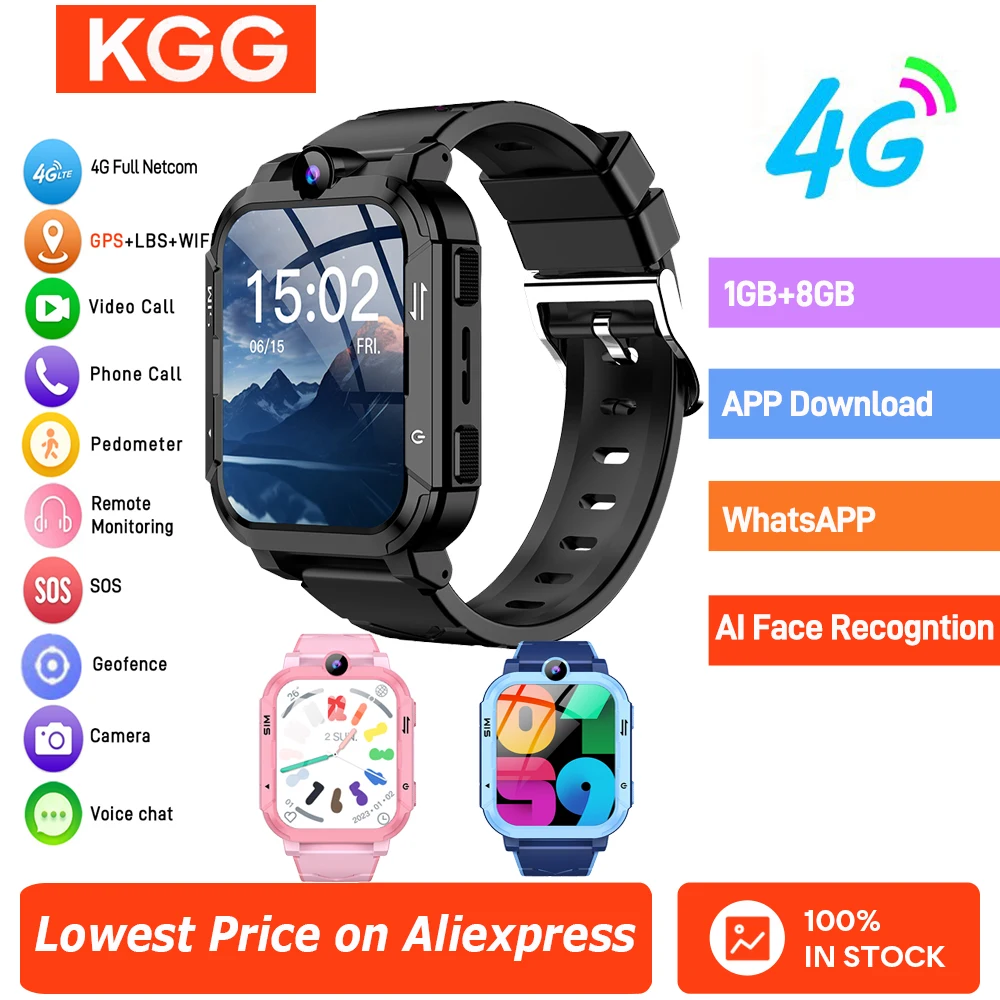 4G Kids Smart Watch Phone 1+8GB GPS WiFi Tracker Location Video Call ...