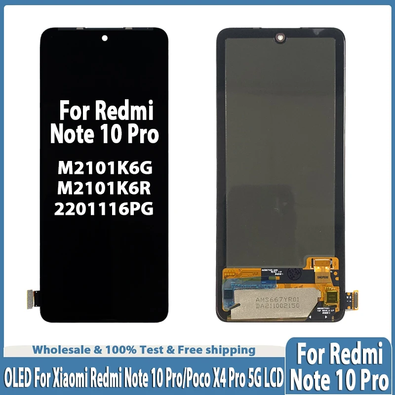 OLED LCD For Xiaomi Redmi Note 10 Pro LCD M2101K6G Display Touch Screen ...