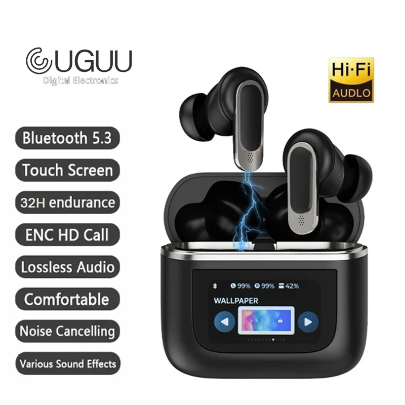 2-Earphone-V8-Wireless-Bluetooth-Headphone-ANC-Noise-Cancelling-Earbuds ...