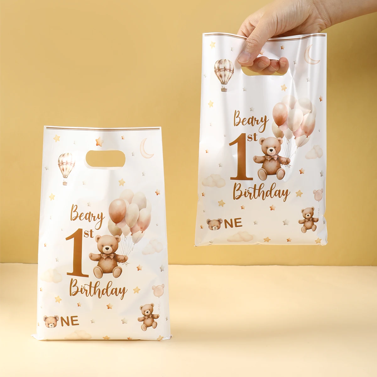 Little Brown Bear Gift Bags Happy 1st Birthday Party Decorations Kids ...