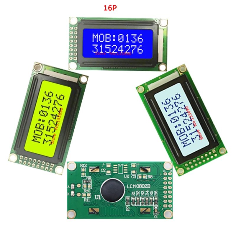 1pcs 5v Lcm0802a 0802a New Mini 0802 8x2 8*2 Stn Character Yellow Lcd ...