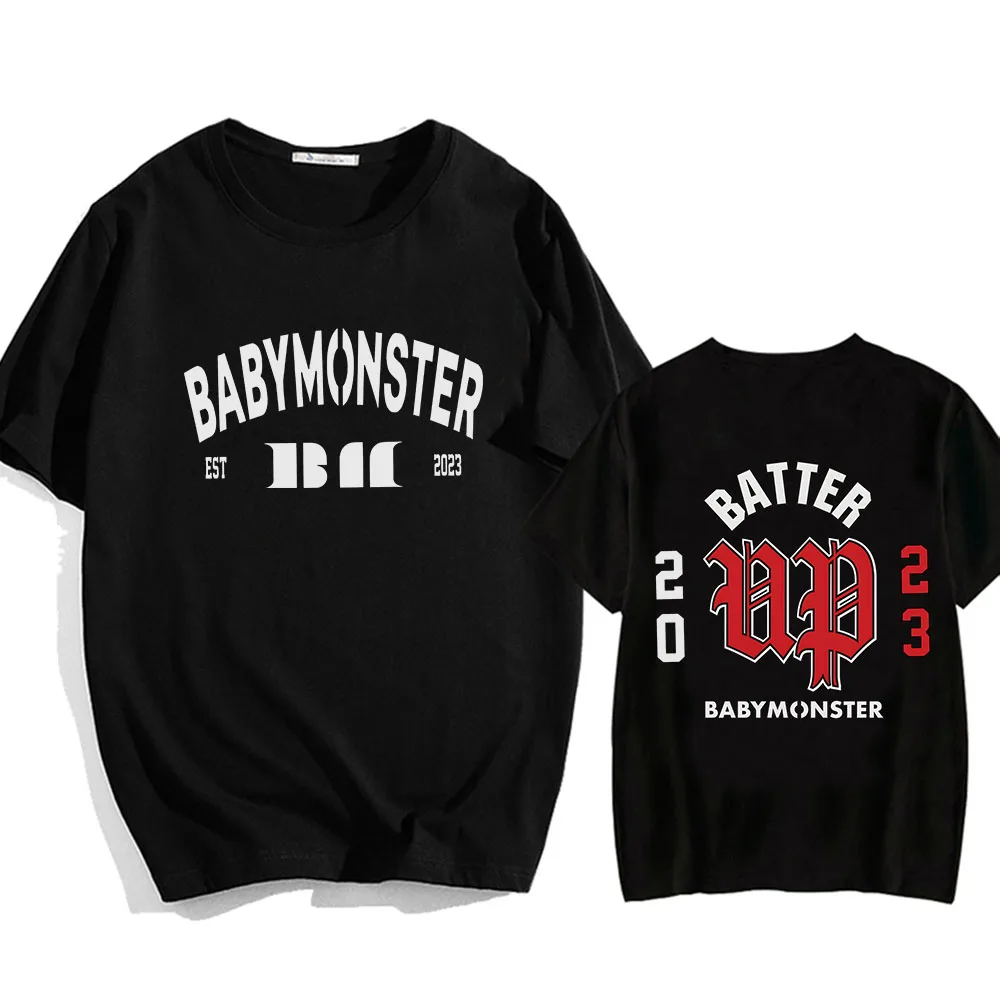BABYMONSTER-Girls-Band-T-shirts-Batter-Up-Graphic-Tee-Women-Men-Tee ...
