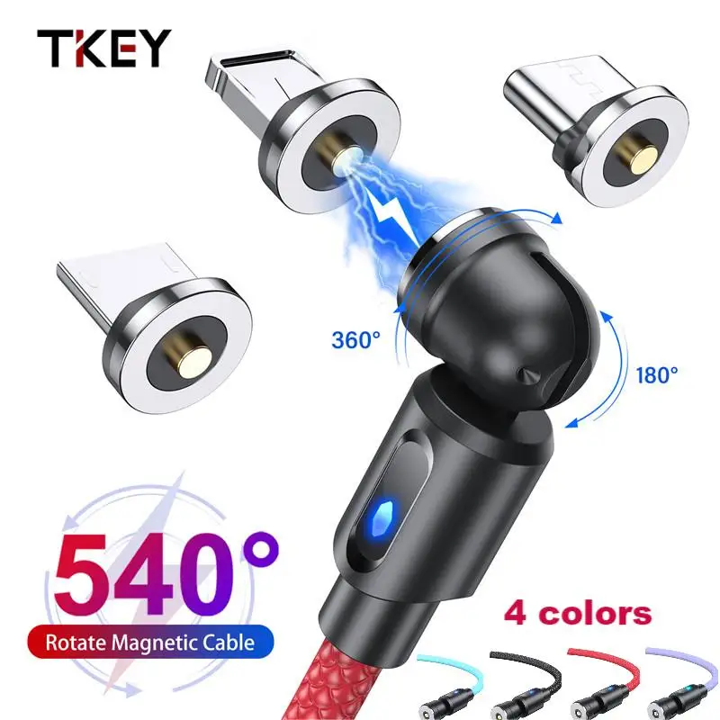 540-Grad-rotierendes-Magnet-kabel-Typ-C-Micro-USB-Schnell-ladekabel-f-r ...