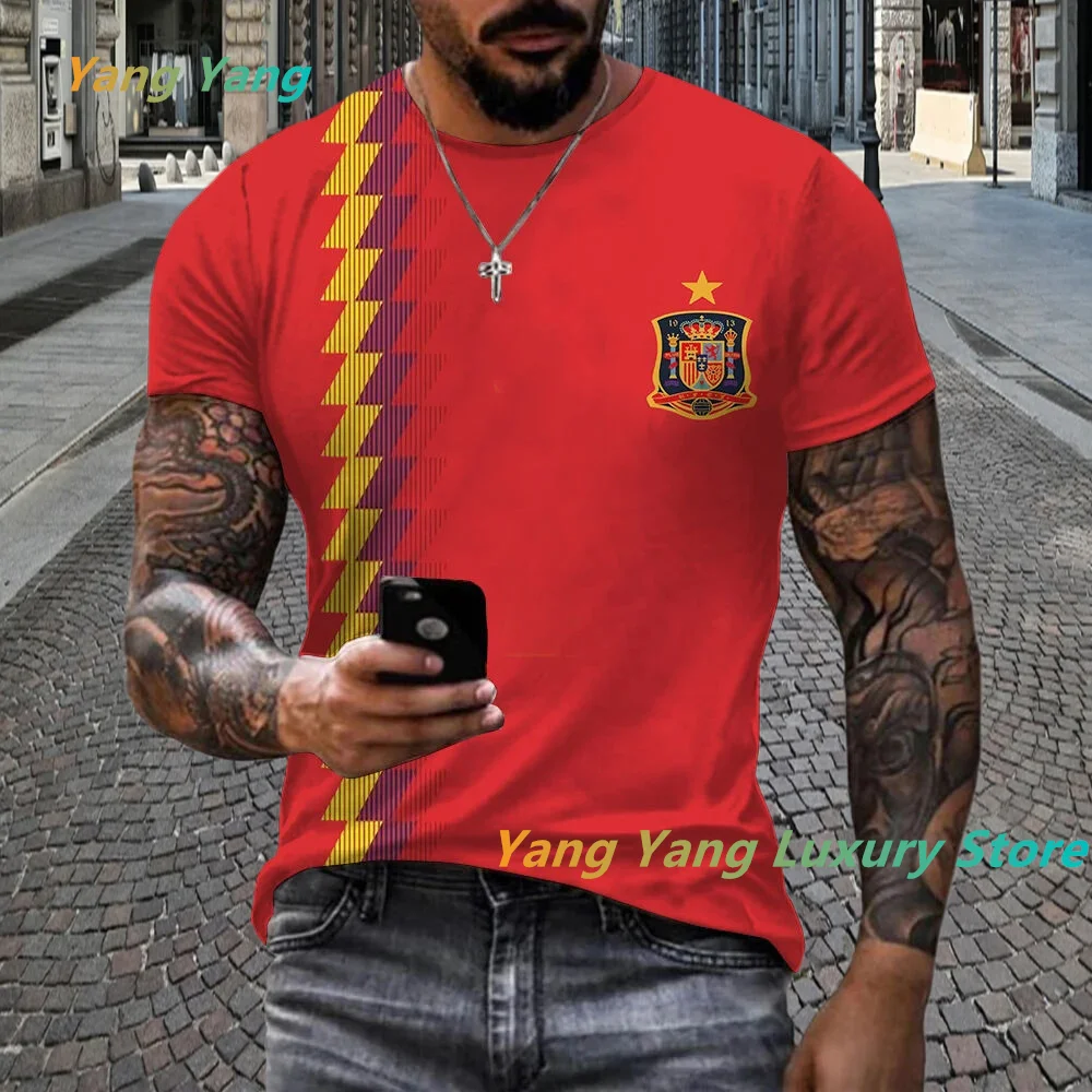Newest-Cool-Summer-Unisex-Spain-Flag-3D-Print-T-Shirt-Men-Casual-Spain ...