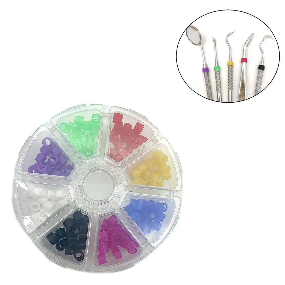 160Pcs-box-Dental-Code-Ring-Recognition-Circle-Colorful-Ring-Silicone ...
