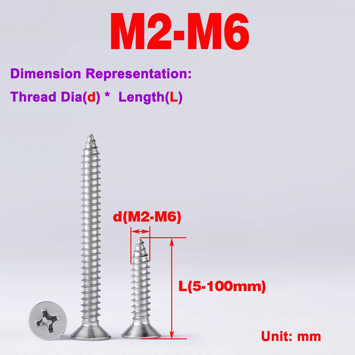 316-Stainless-Steel-Flat-Head-Countersunk-Head-Self-Tapping-Screw ...