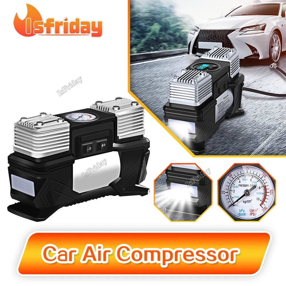 New-12V-180W-Double-Cylinder-High-Pressure-Tyre-Car-Air-Bike-Pump ...