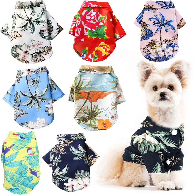 Small and medium-sized dog beach pineapple shirt Hawaiian pet dog cat ...