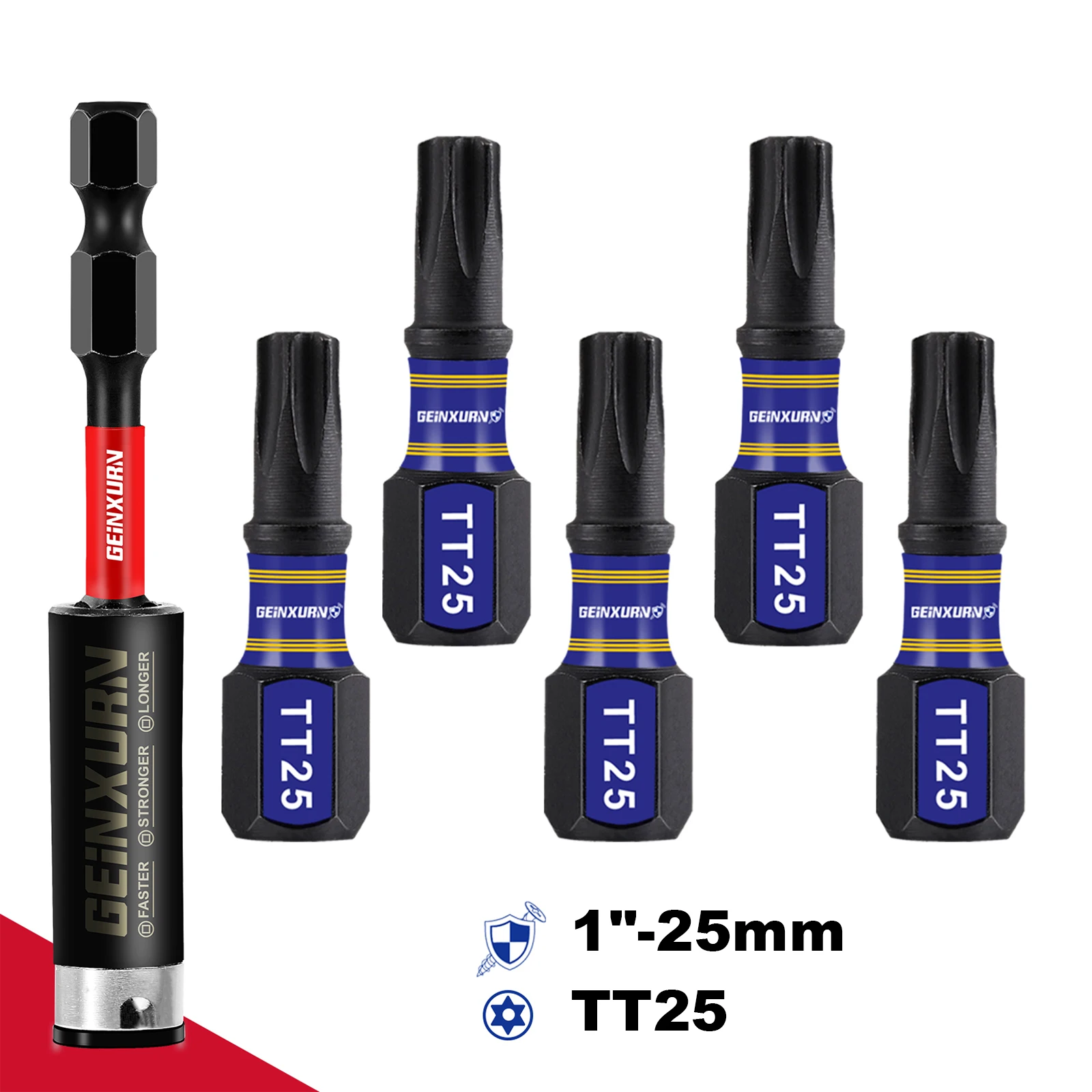Geinxurn-1-In-Impact-Security-Driver-Bit-Set-Security-Torx-Head-Power ...
