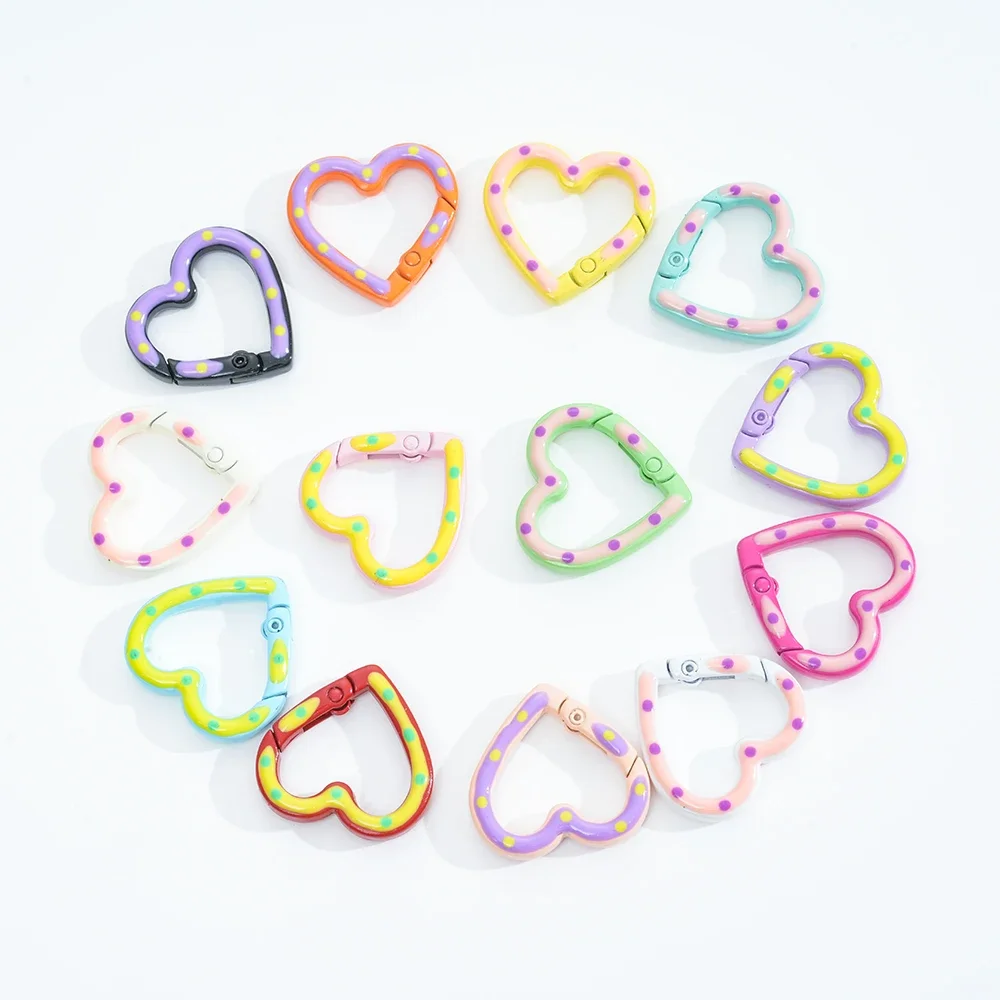 25mm-Multicolor-Metal-Heart-Lobster-Key-Clasps-Snap-Hook-Label-Hand-Tag ...