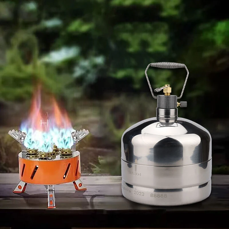 Outdoor Camping 304 Stainless Steel Bottle LPG Gas Canister Circulating ...