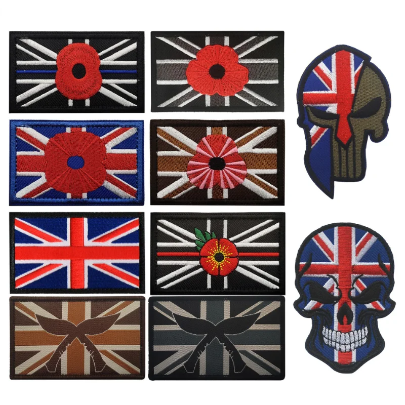 Union-Jack-Embroidered-Cloth-Patch-Army-Armband-Skull-Tactical-Morale ...
