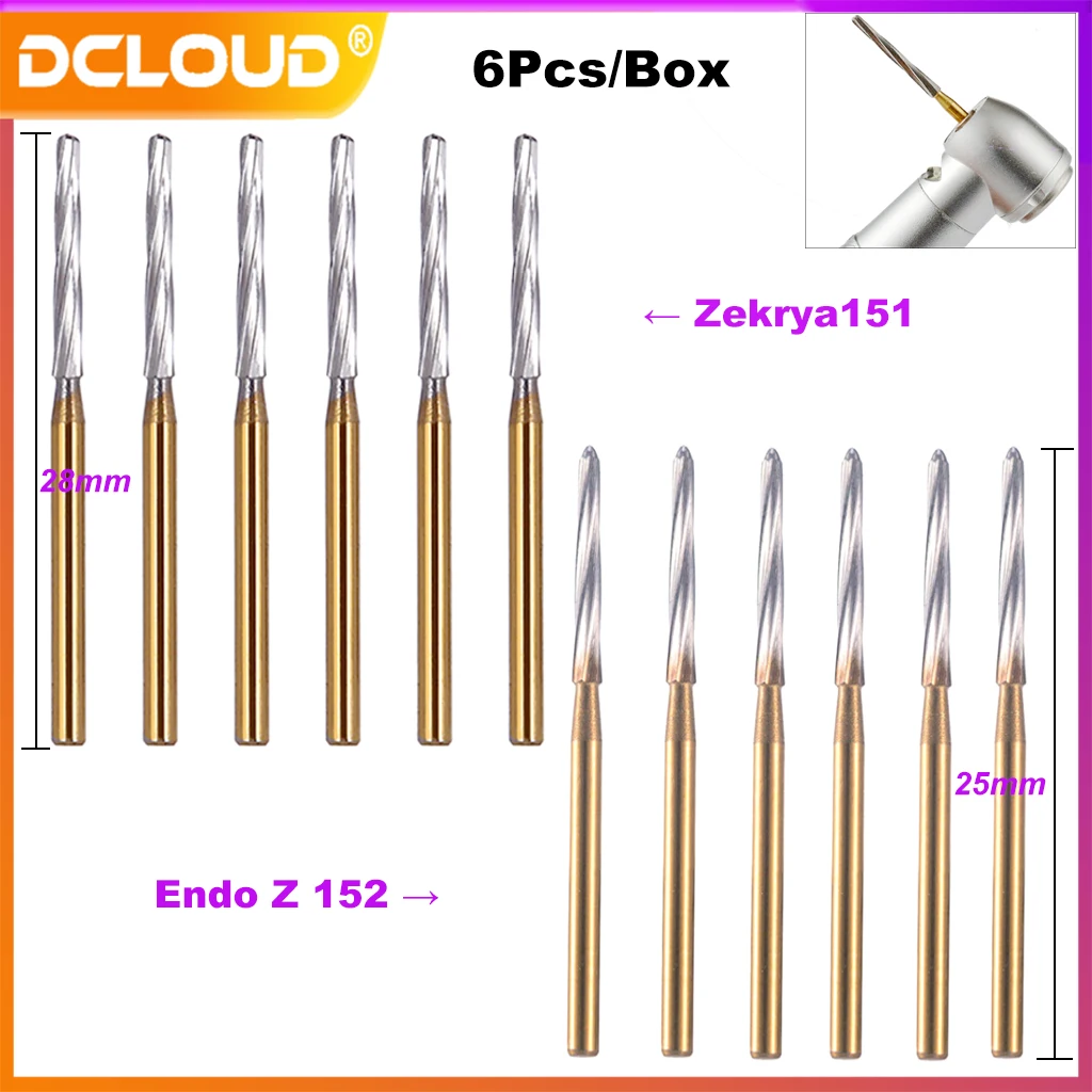 6Pcs Carboneto Dental Tungstênio Burs FG Zekrya Cortadores Drill Endo Z ...