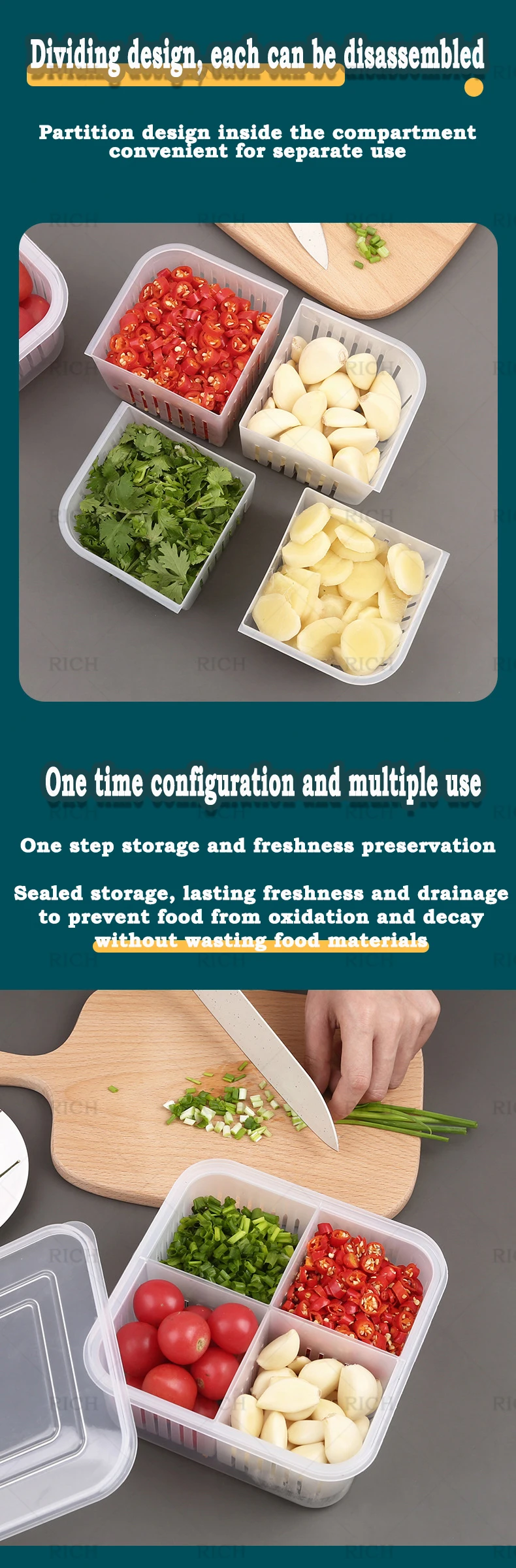Fresh Keeping Box Refrigerator Onion Ginger Garlic Fruit Food Storage ...