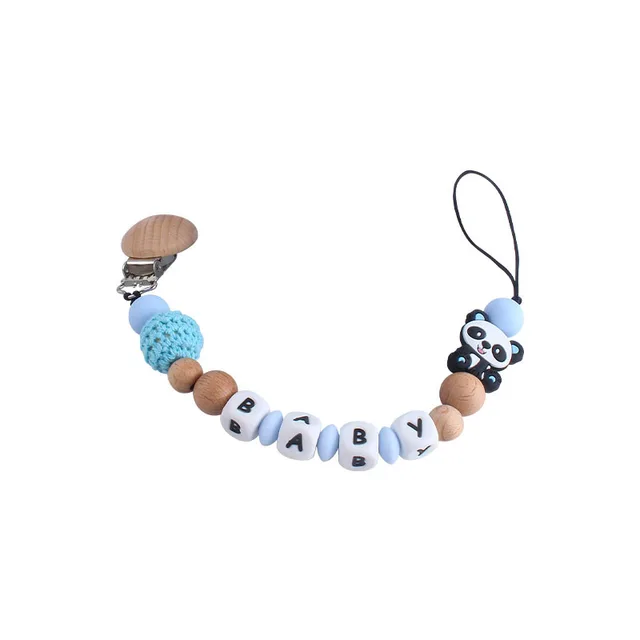 Customized English Silicone Letter Name Baby Pacifier Clip Panda Dummy ...