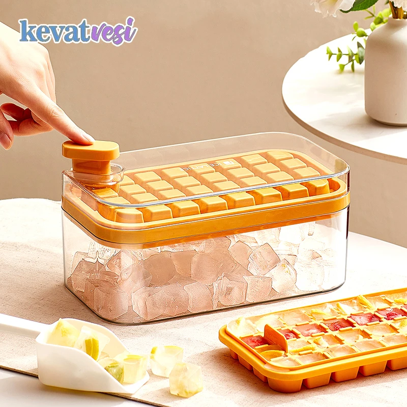 32-64-Grids-Ice-Cube-Maker-One-button-Press-Type-Ice-Mold-Box-Kitchen ...