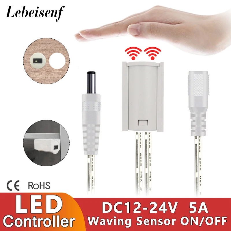 5A 12-24V Mini IR Hand Sweep Sensor White Switch Round Hole Mount DC ...