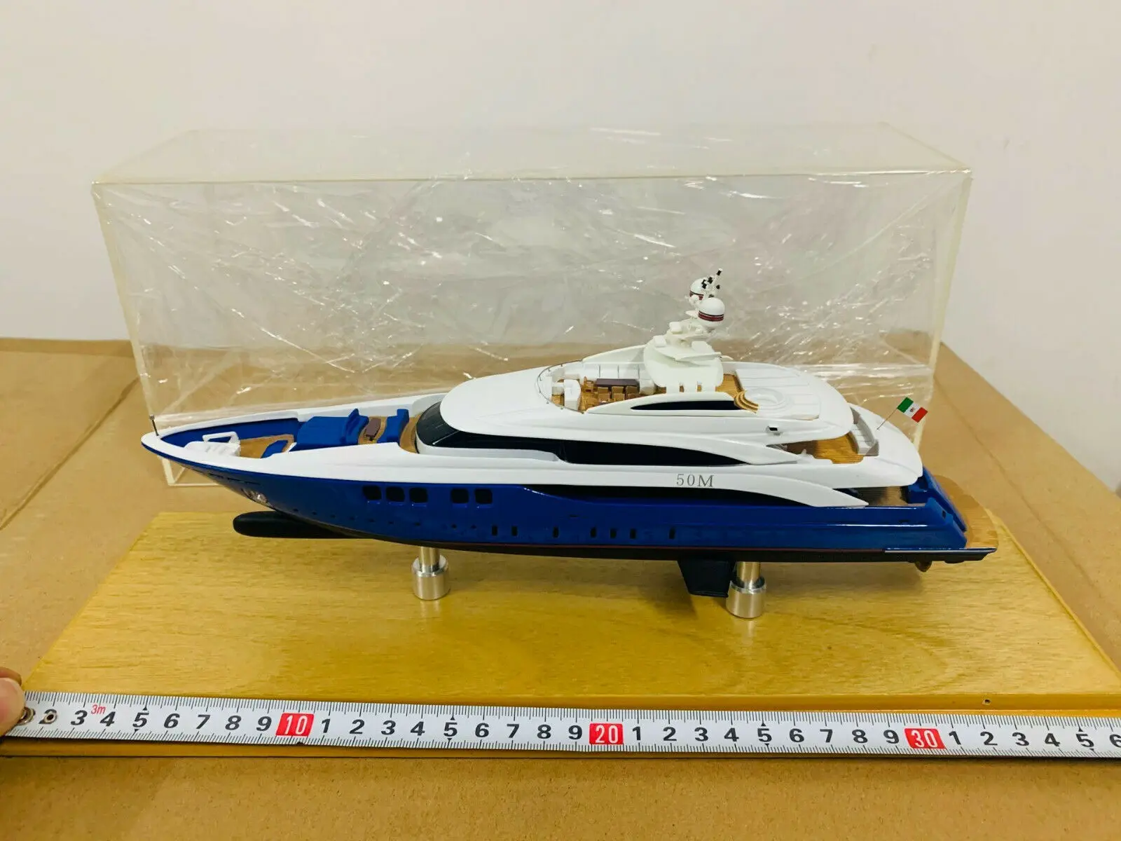 Handcrafted 50M Yacht Boat Model 1:160 Scale Resin Model, Blue Color