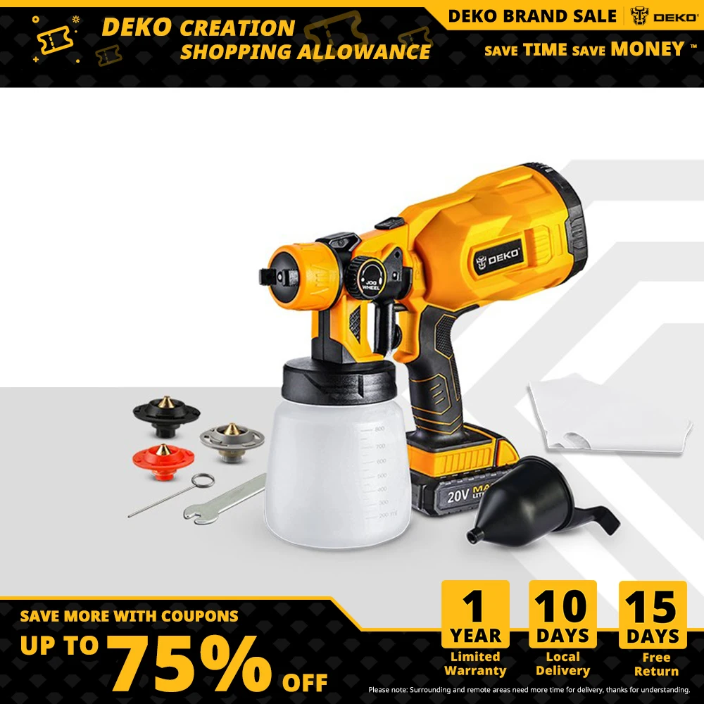 DEKO Spray Gun, 20V/220V High Power Home Electric Paint Sprayer, NO ...