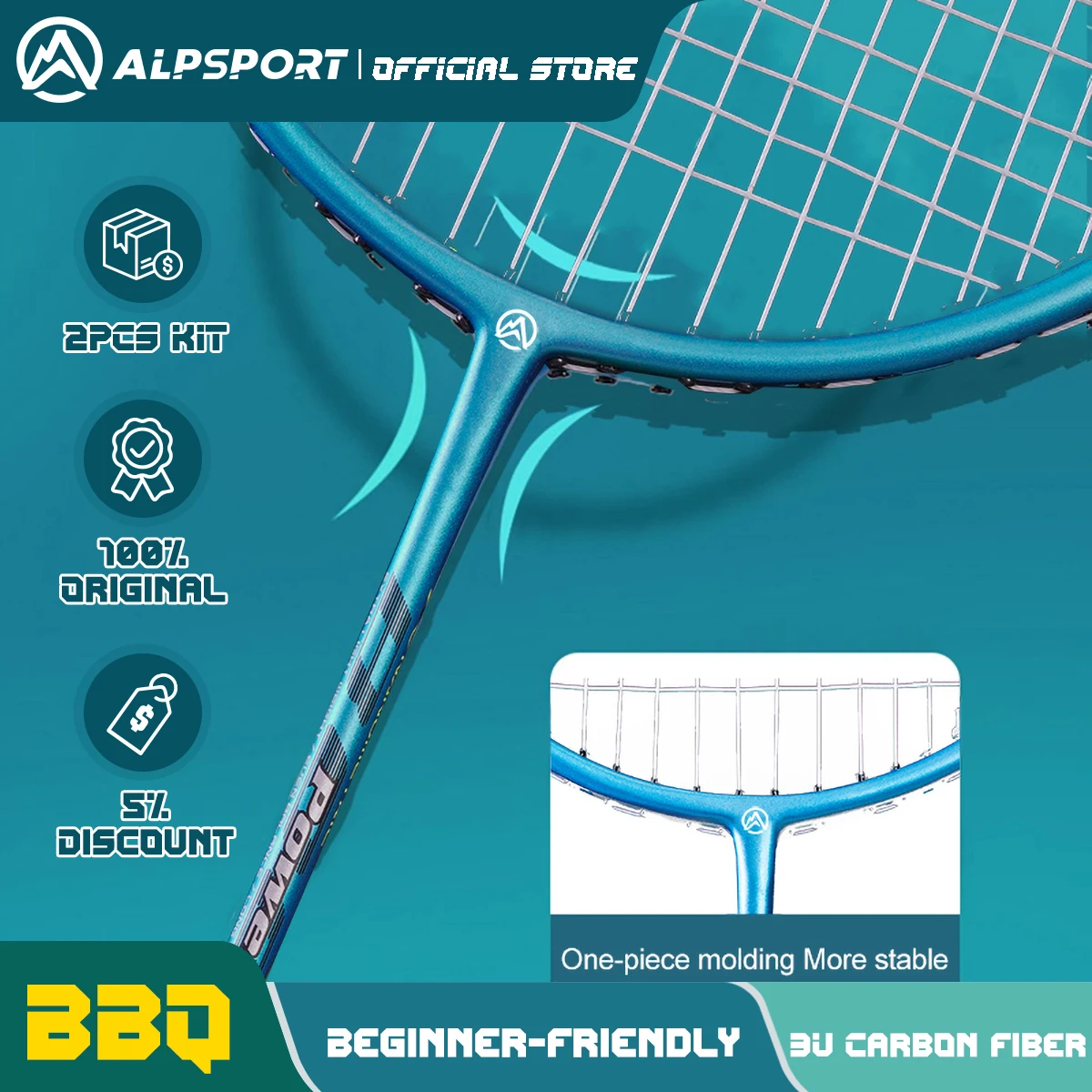 ALP-BBQ-2psc-lot-3U-Ultra-Lightweight-85g-G4-Badminton-Racket-T700 ...