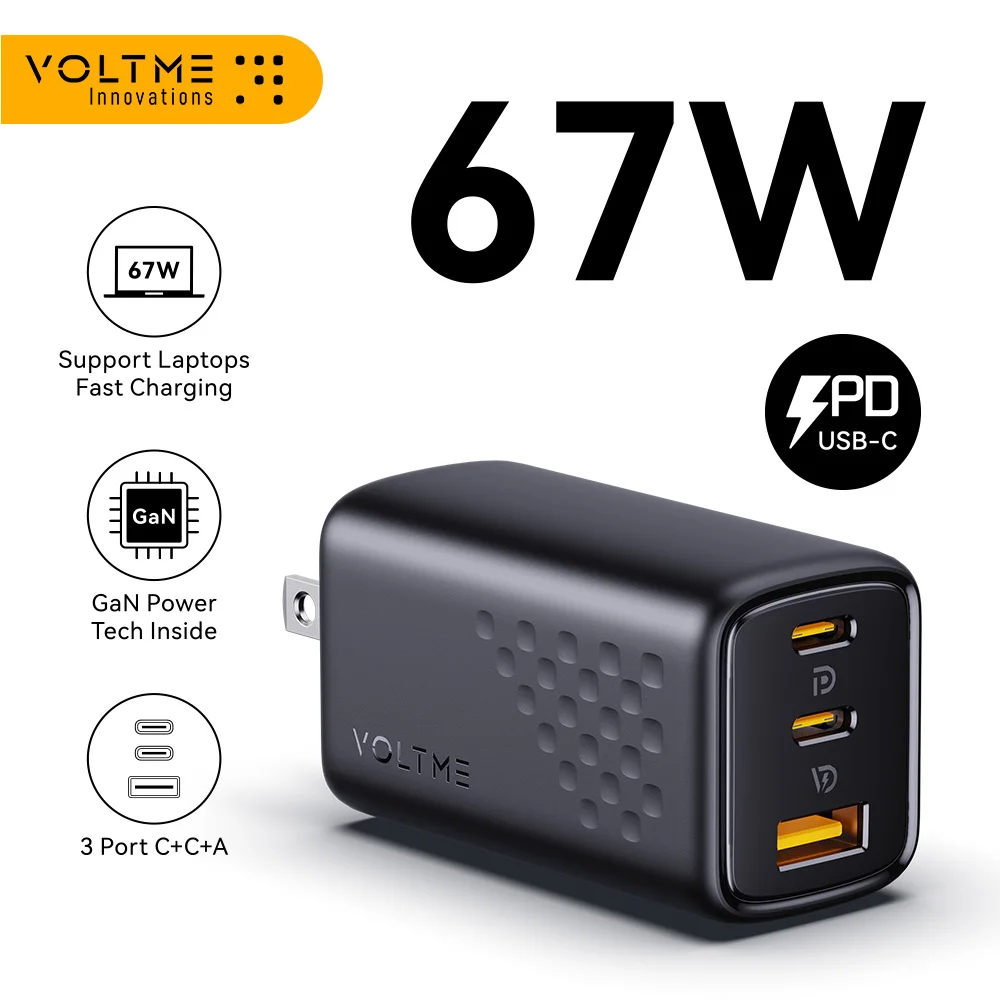 VOLTME-67W-USB-C-Charger-GaN-Wall-Charger-Compact-And-Foldable-Fast ...