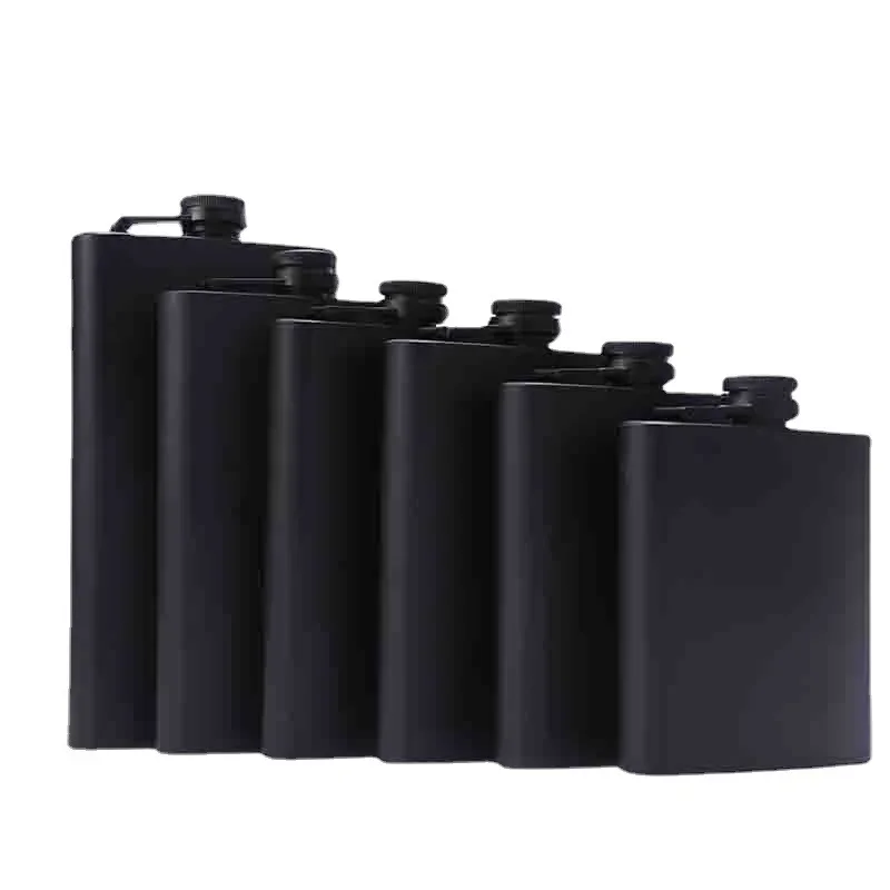 6-12oz-Matte-Black-Hip-Flask-for-Liquor-Stainless-Steel-Leak-Proof-with ...