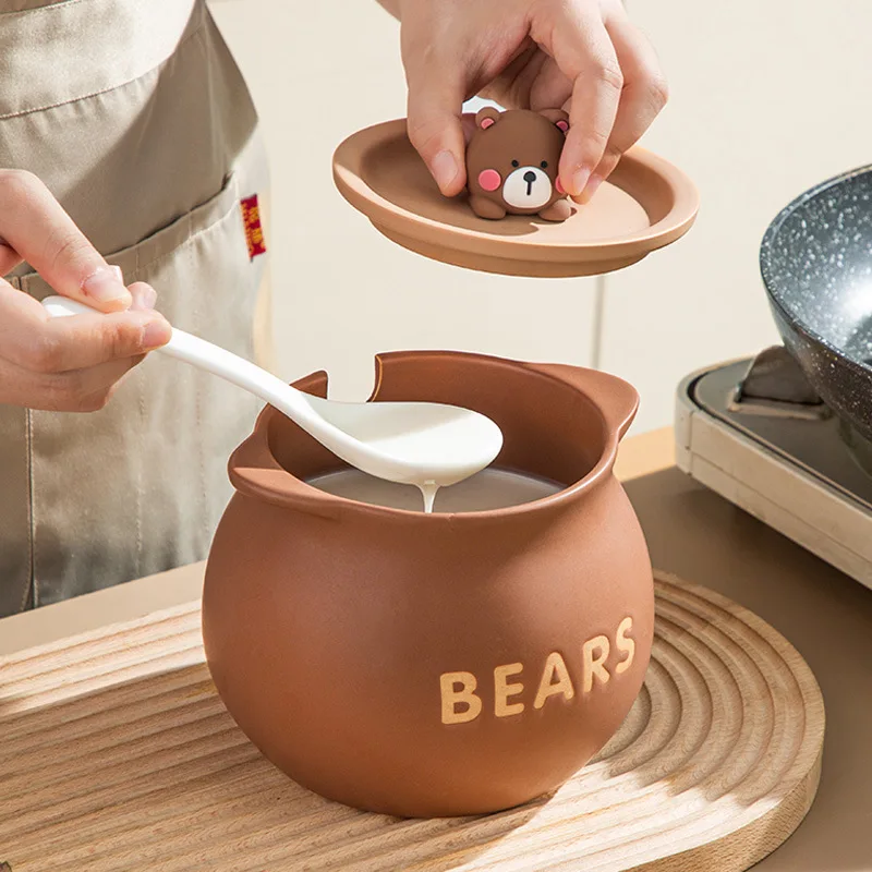 Little Bear Pig Oil Tank Ceramic High Temperature Resistant Double Ear ...