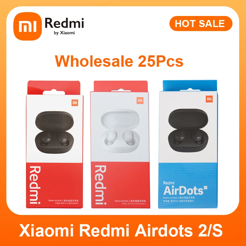 25pcs/Lot Xiaomi Redmi AirDots 2 Black White Wireless Earphones ...