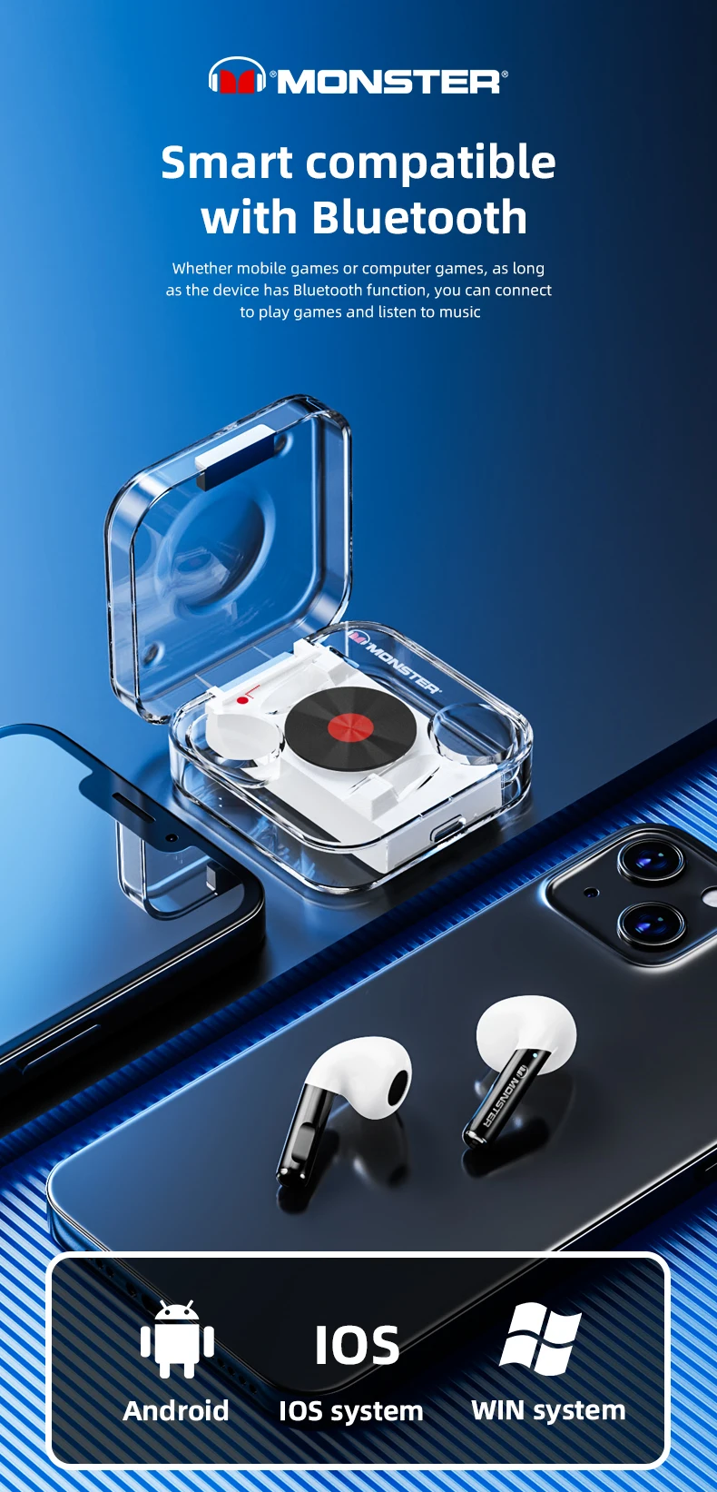 Monster-auriculares inalámbricos XKT01, cascos intrauditivos con ...